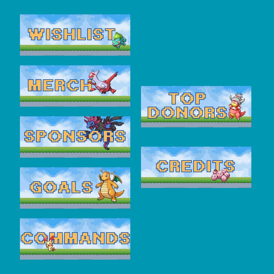 Pixel Pokemon Twitch Panels | Cute Stream Graphics (digital Download ...