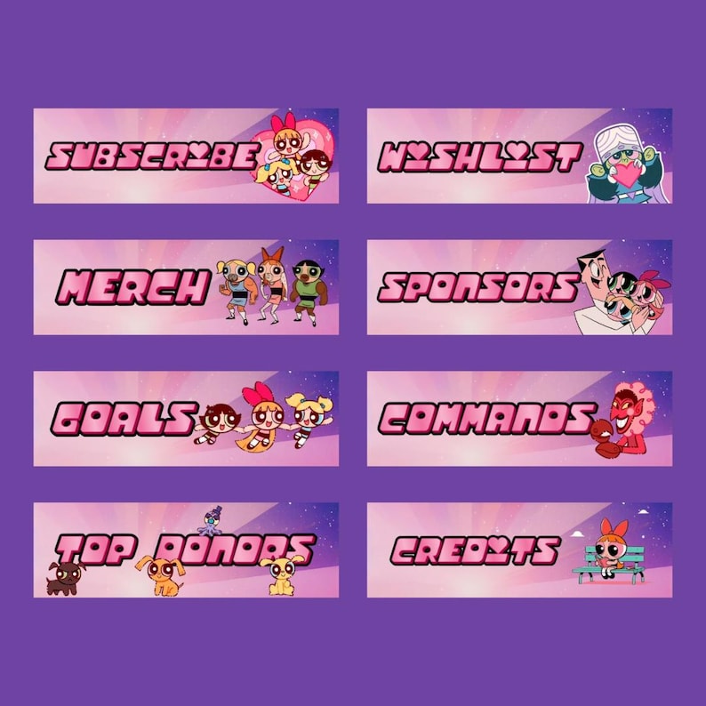 Powerpuff Girls Twitch Panels | Anime Style Stream Panels | Cute Pink ...
