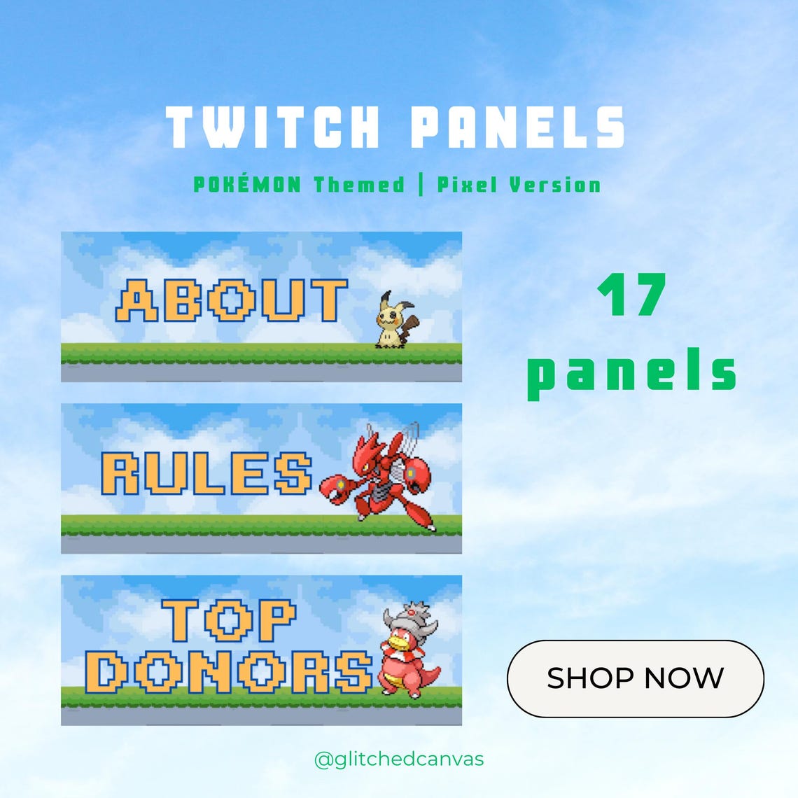 Pixel Pokemon Twitch Panels | Cute Stream Graphics (digital Download ...