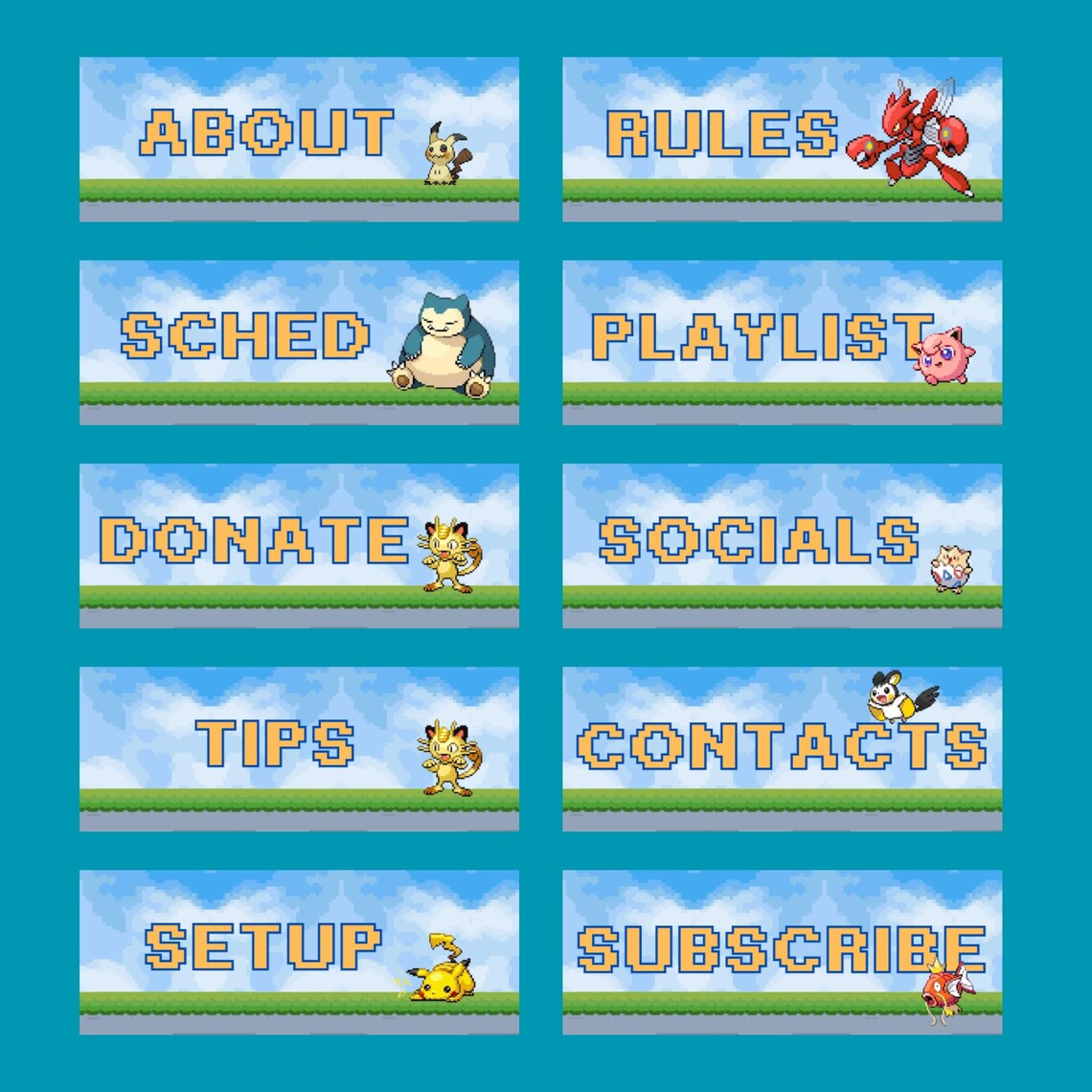 Pixel Pokemon Twitch Panels | Cute Stream Graphics (digital Download ...