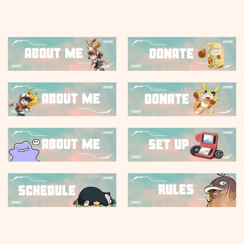 Pokemon Twitch Panels | Cute Anime Theme (digital Download) - Etsy