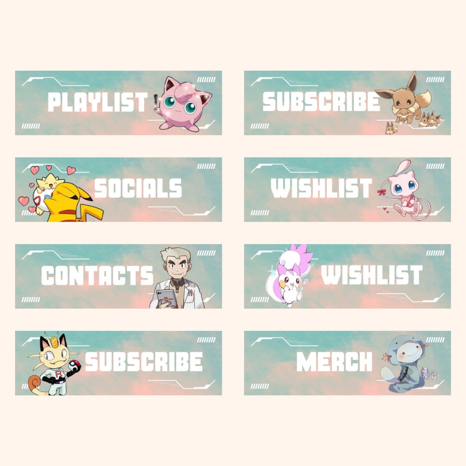 Pokemon Twitch Panels || 29 Cute Anime Pokémon Themed Twitch and ...