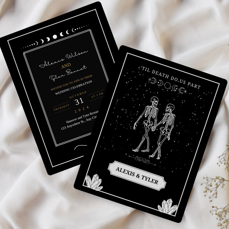 Tarot Card Wedding Invitation Template, Printable Gothic Halloween ...
