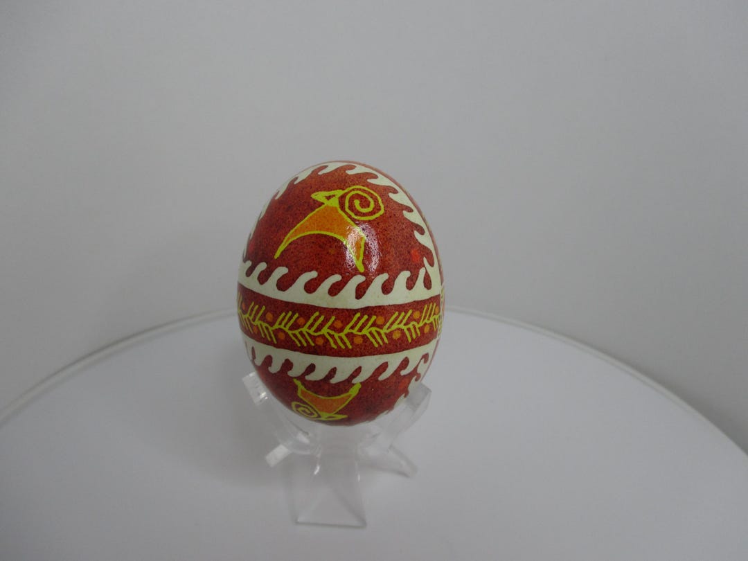 Ukrainian Pysanky Style Egg, Abstract Deer, Dark Orange Background ...