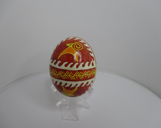 Ukrainian Pysanky Style Egg, Abstract Deer, Dark Orange Background ...