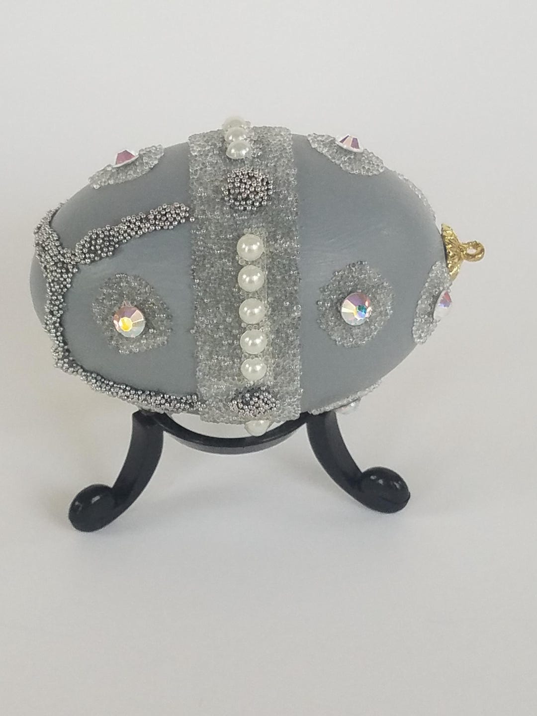 Beautiful Gray Hand Painted and Decorated Real Hollow Egg, With ...