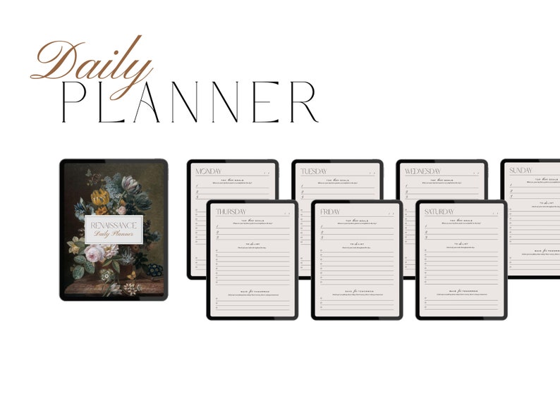Digital Daily Journal, Modern Templates, Renaissance Flower Journal ...