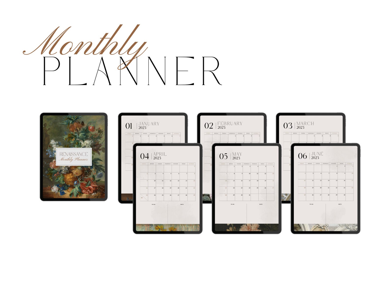 Digital Daily Journal, Modern Templates, Renaissance Flower Journal ...