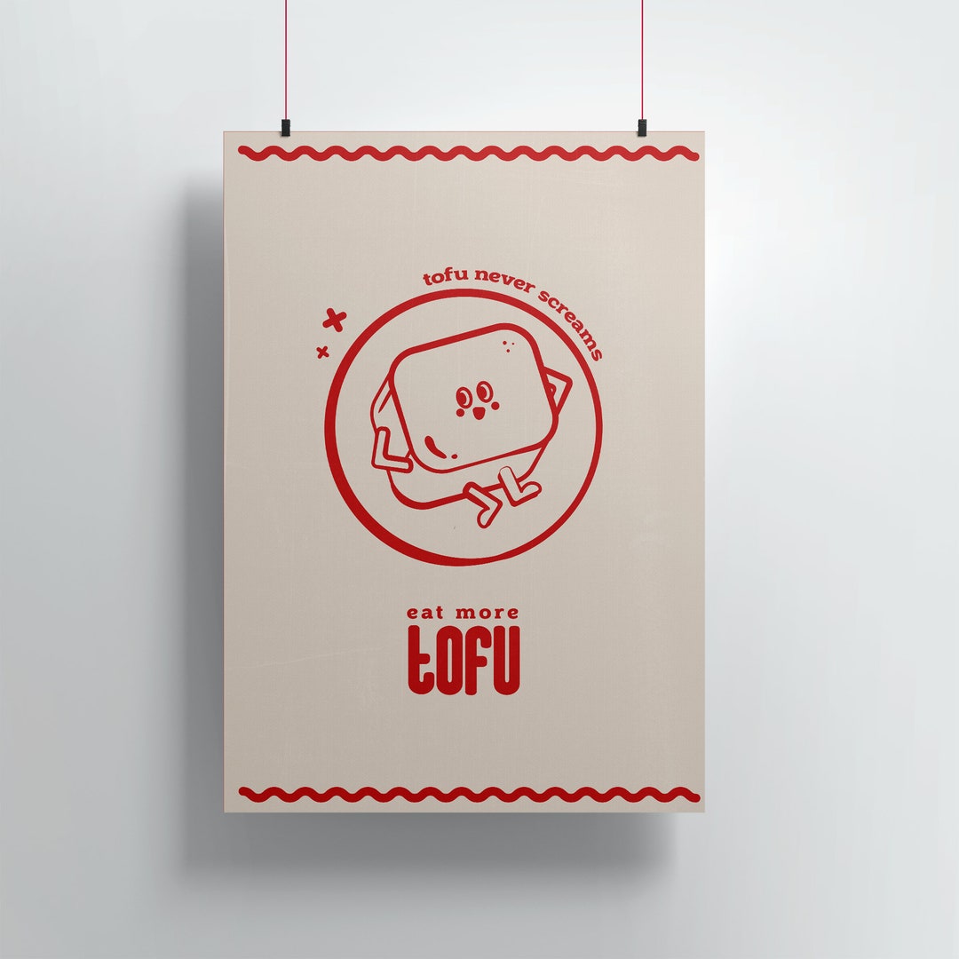 Retro Eat Tofu Poster, Digital Print, Printable Wall Art, Art Decor ...
