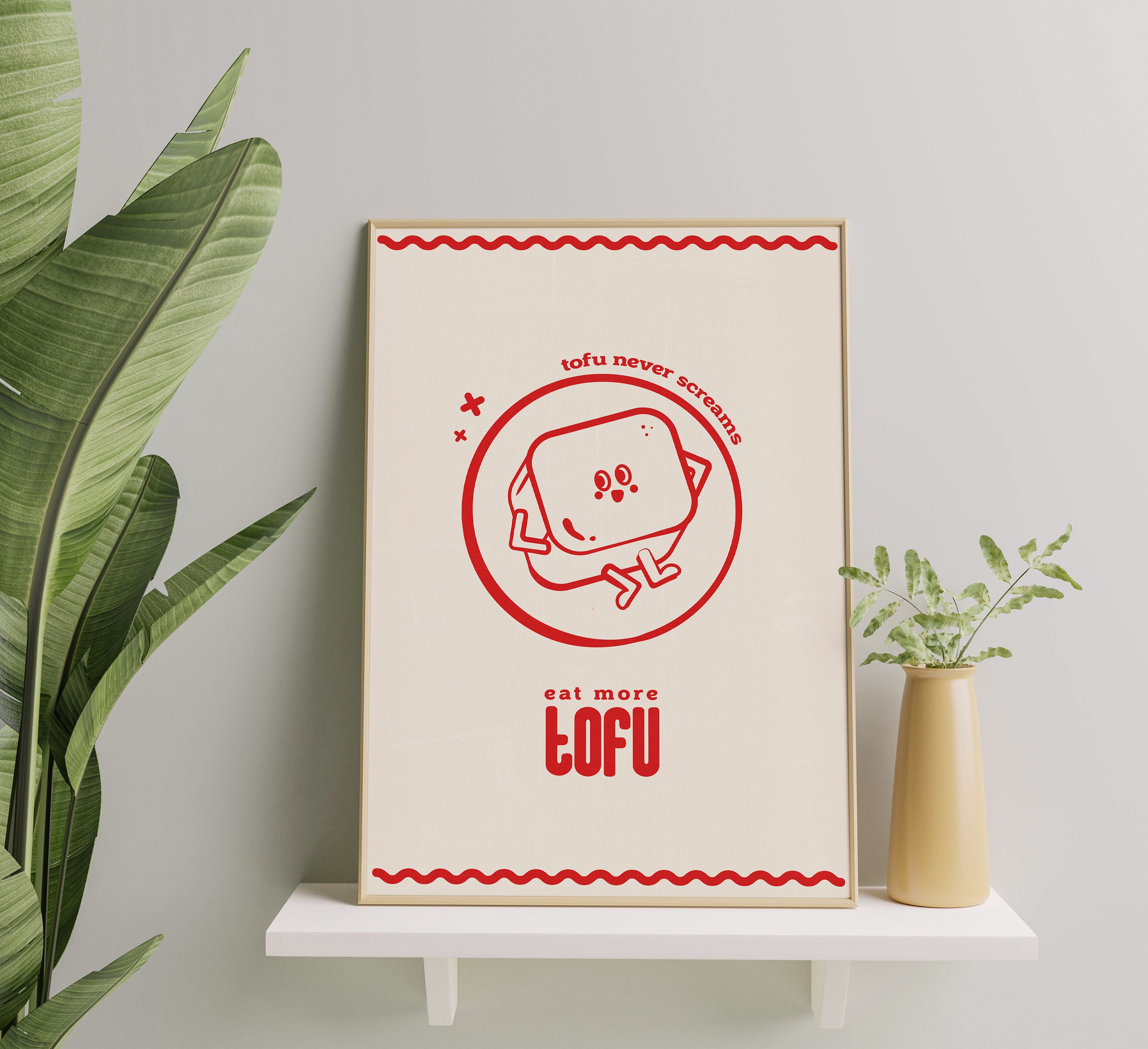 Retro Eat Tofu Poster, Digital Print, Printable Wall Art, Art Decor ...