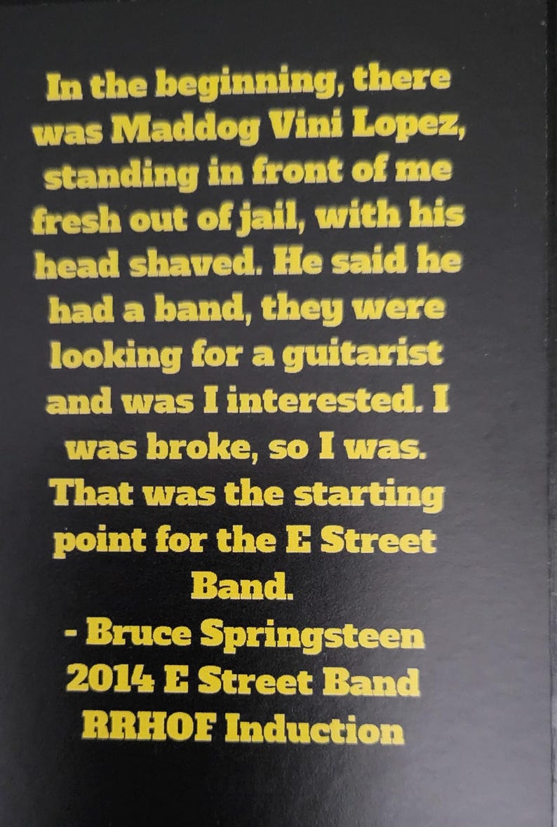 Vini Maddog Lopez Signed Trading Card Bruce Springsteen & the S Street ...