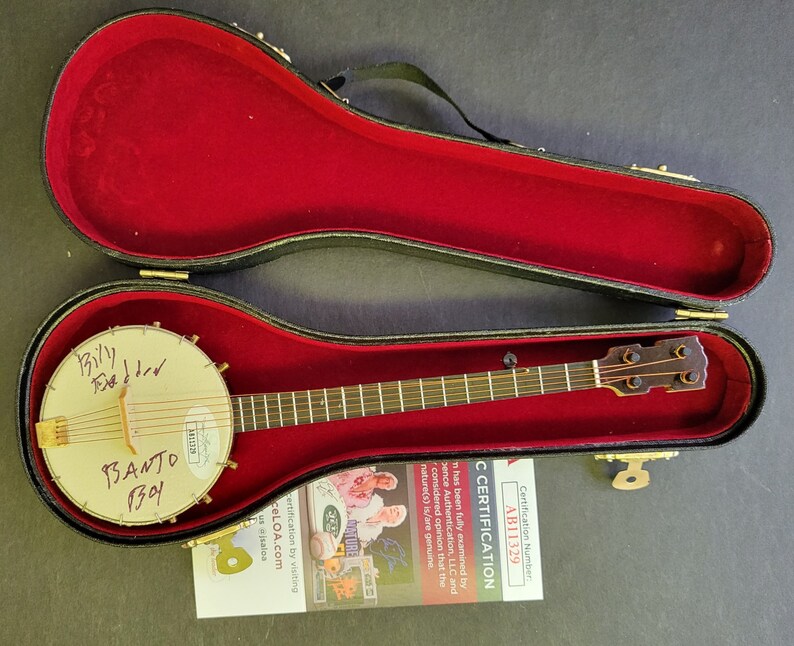 Billy Redden Signed 9 Inch Mini Banjo With Case & Display Stand Banjo ...