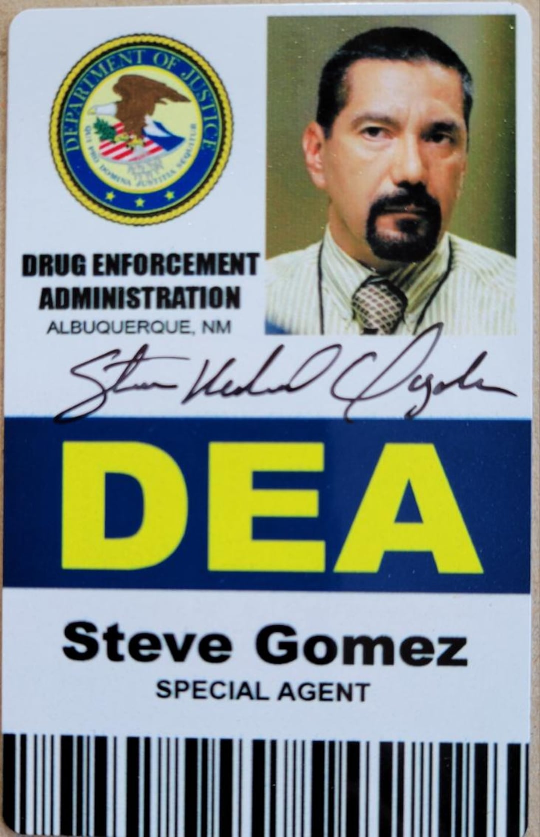 Steven Michael Quezada Signed Metal DEA ID Tag Steven Gomez Breaking ...