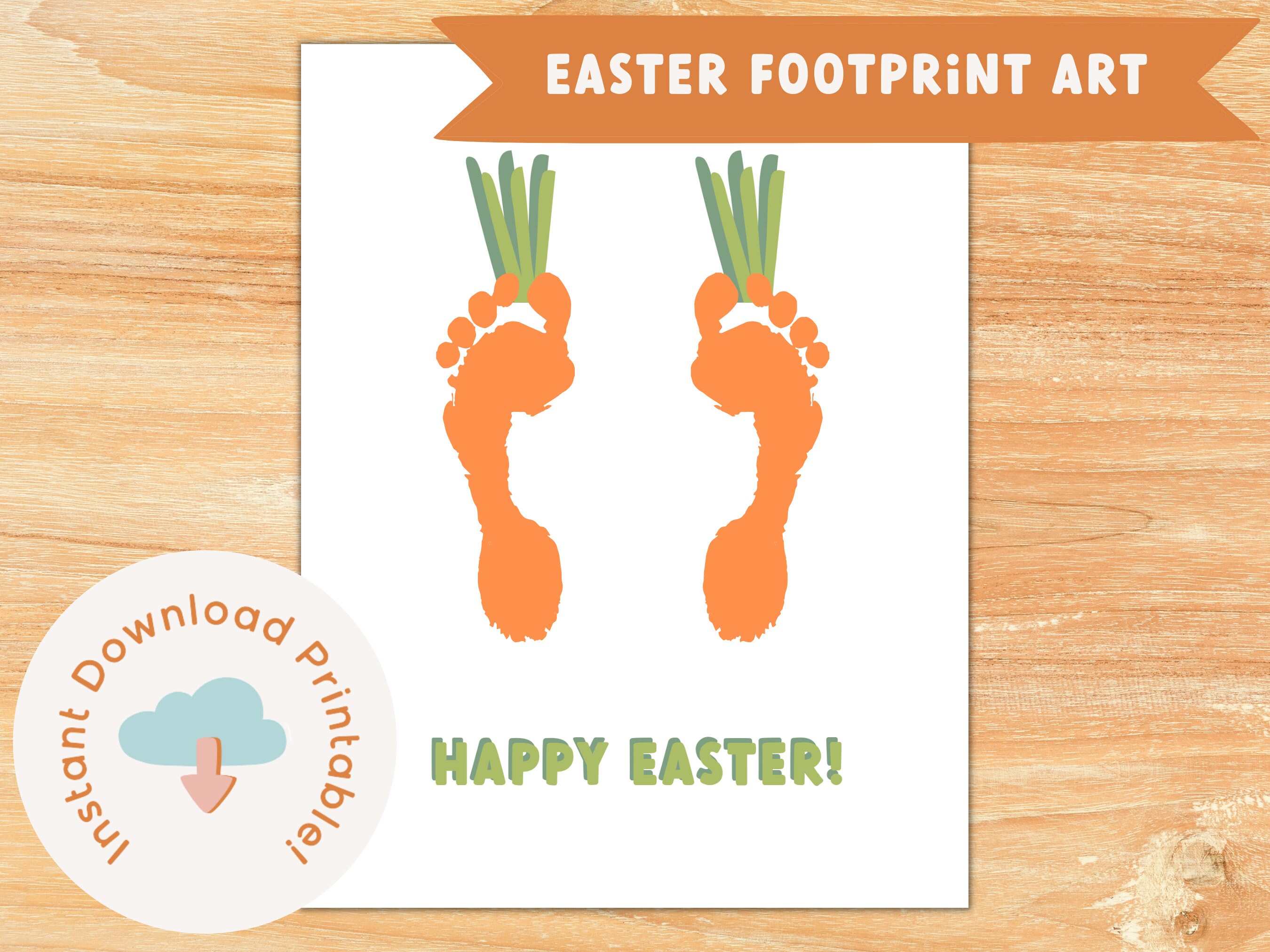 Easter Footprint Craft Printable, Bunny Easter Craft for Kids Toddlers ...