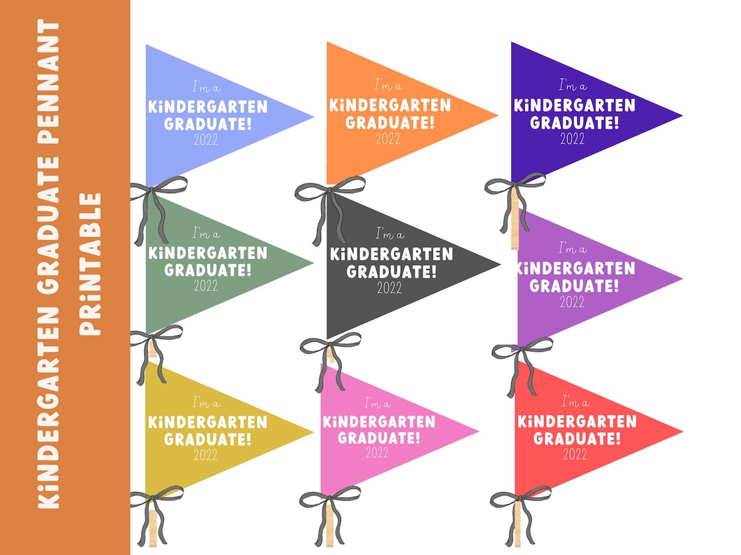 Printable Kindergarten Graduation Pennant, 9 Colors, Homeschool ...