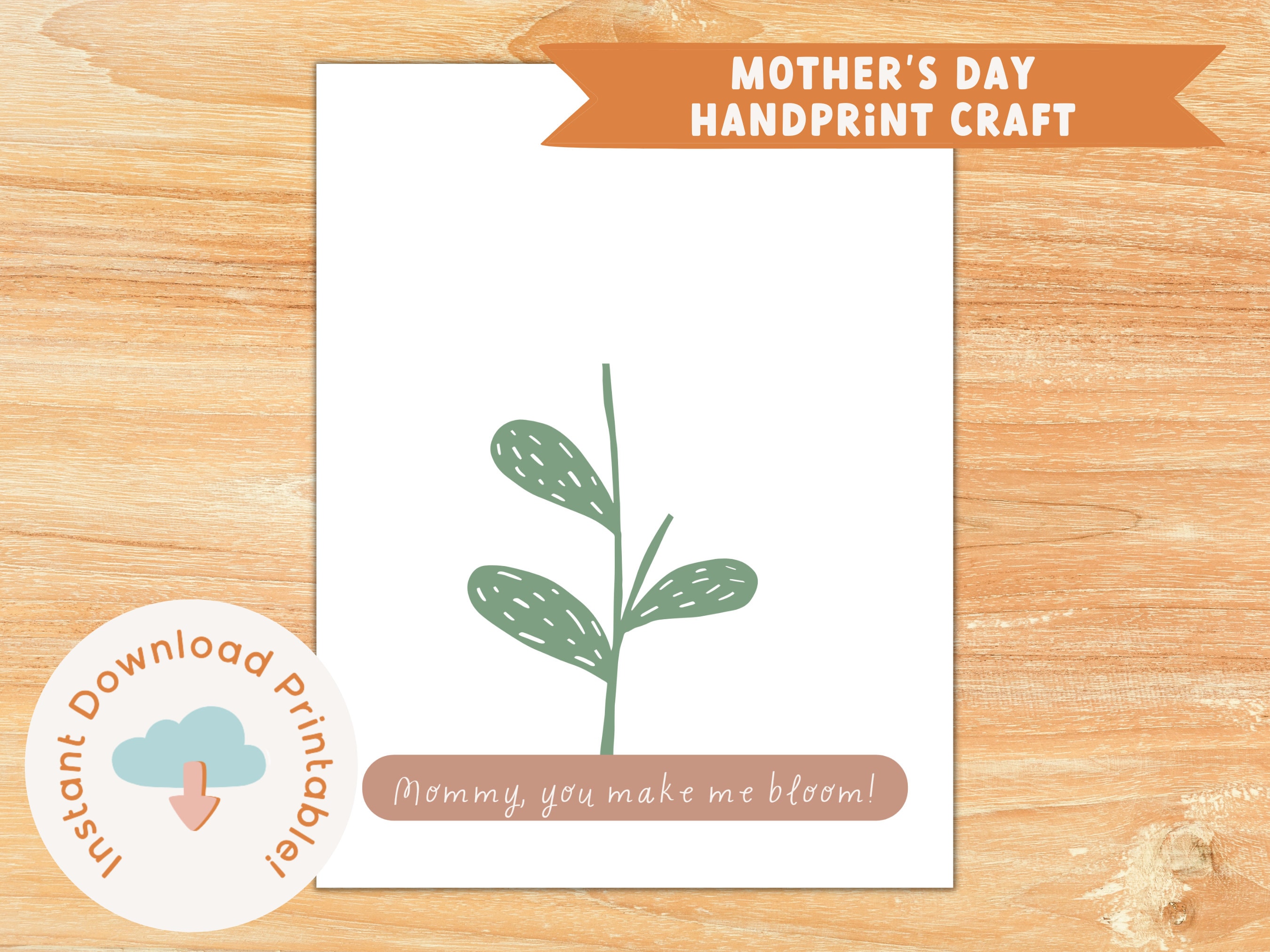 Mother's Day Bloom Flower Handprint Art Craft Printable, Mommy, First ...