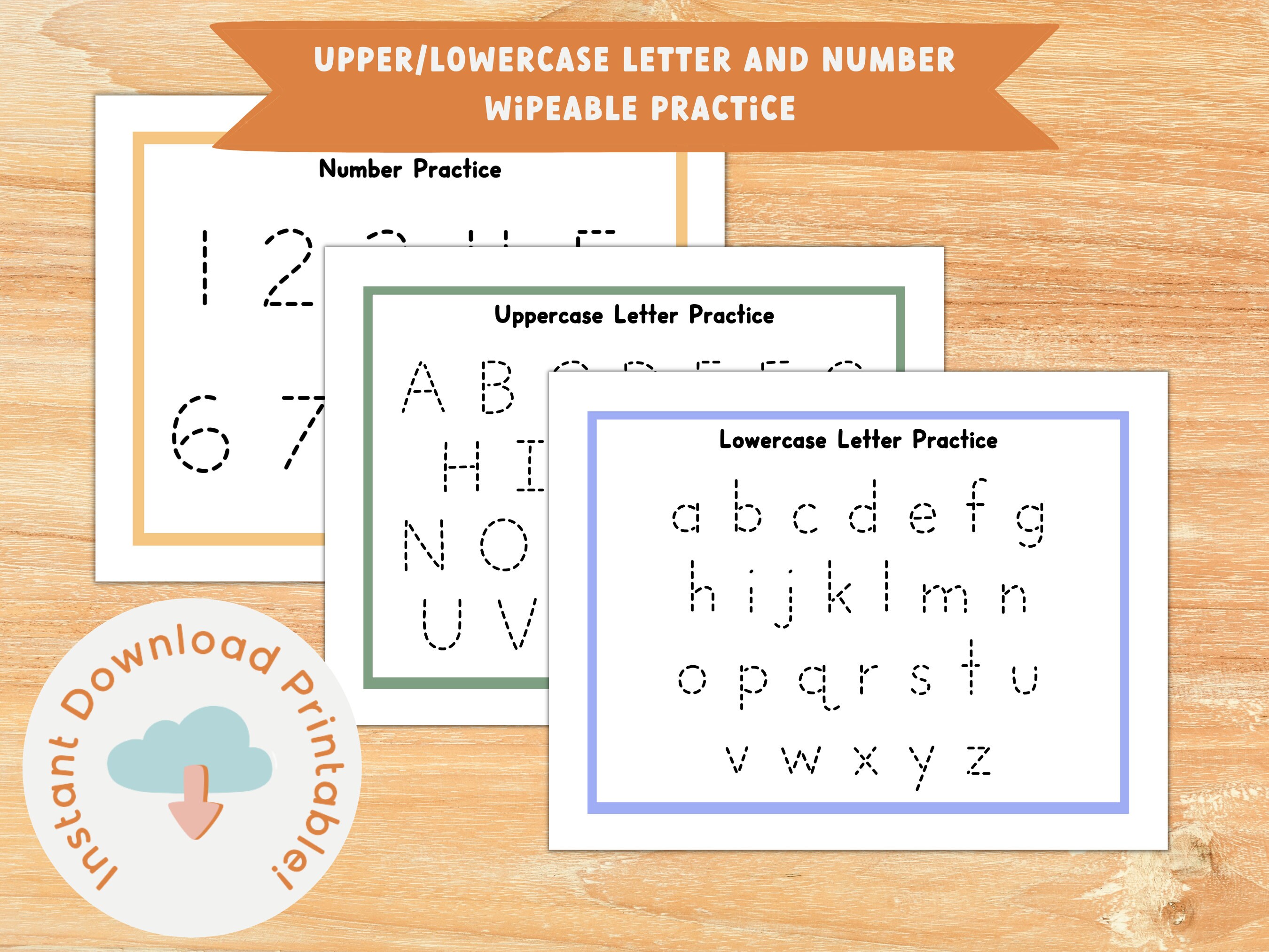 Printable Alphabet and Number Tracing Worksheet Bundle, Learn to Write ...