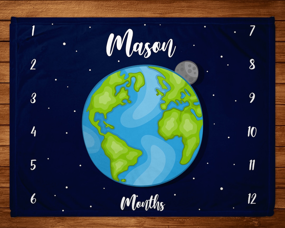 Personalized Earth Globe Baby Month Blanket Travel Milestone - Etsy