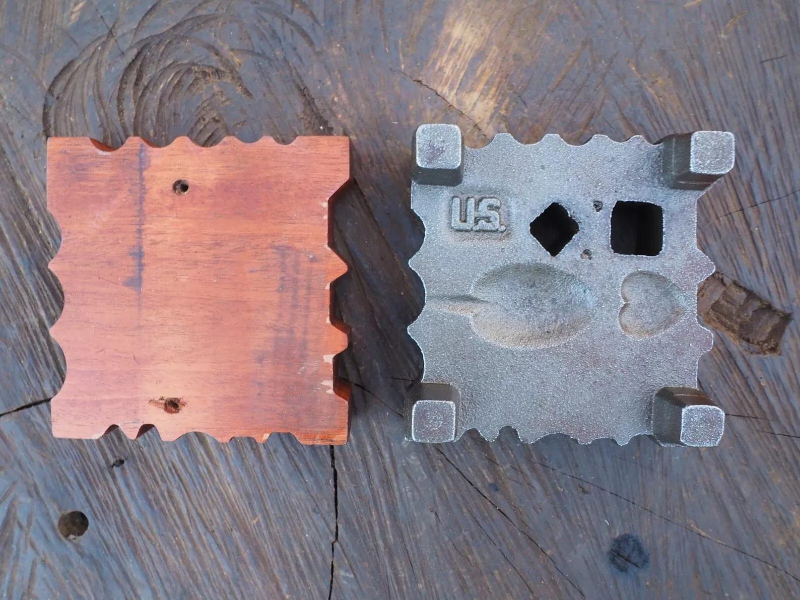 Rare 5.75lb Swage Block & Original Foundry Wood Pattern Blacksmith ...