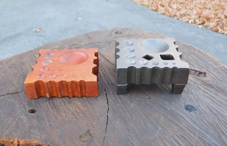 Rare 5.75lb Swage Block & Original Foundry Wood Pattern Blacksmith ...