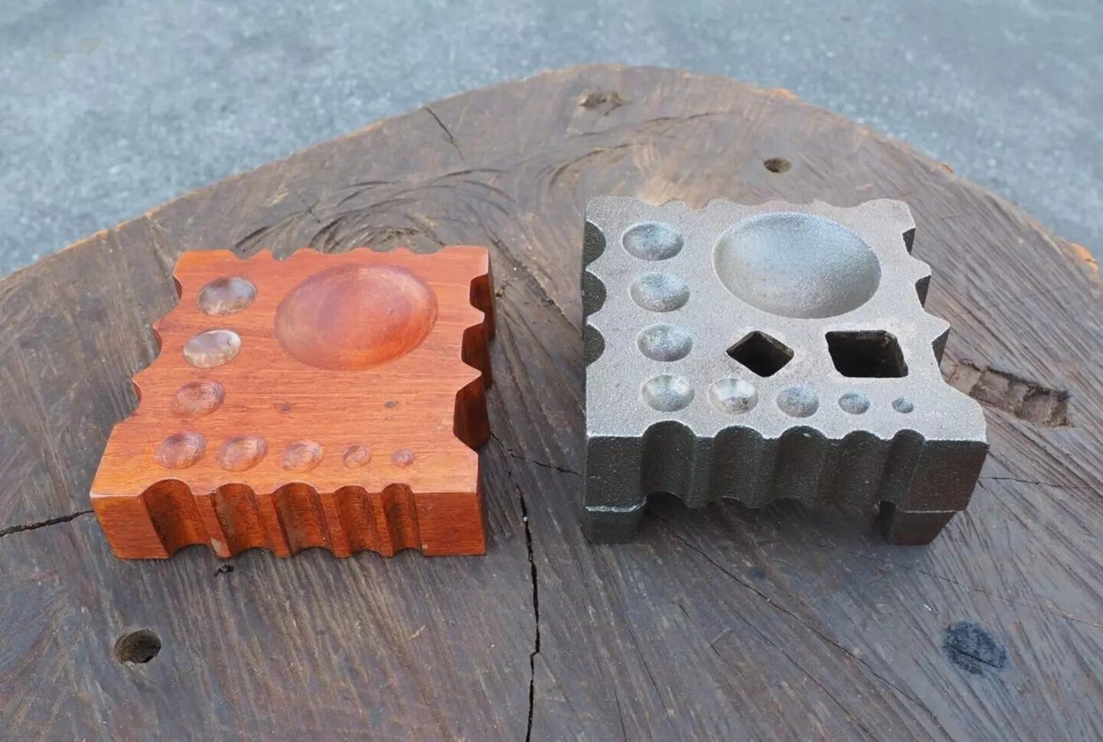 Rare 5.75lb Swage Block & Original Foundry Wood Pattern Blacksmith ...