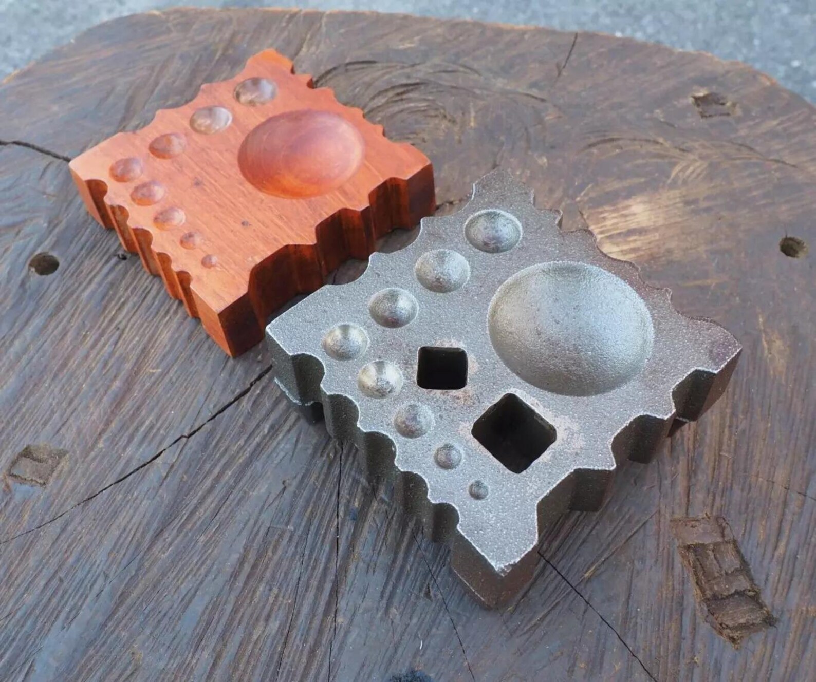 Rare 5.75lb Swage Block & Original Foundry Wood Pattern Blacksmith ...