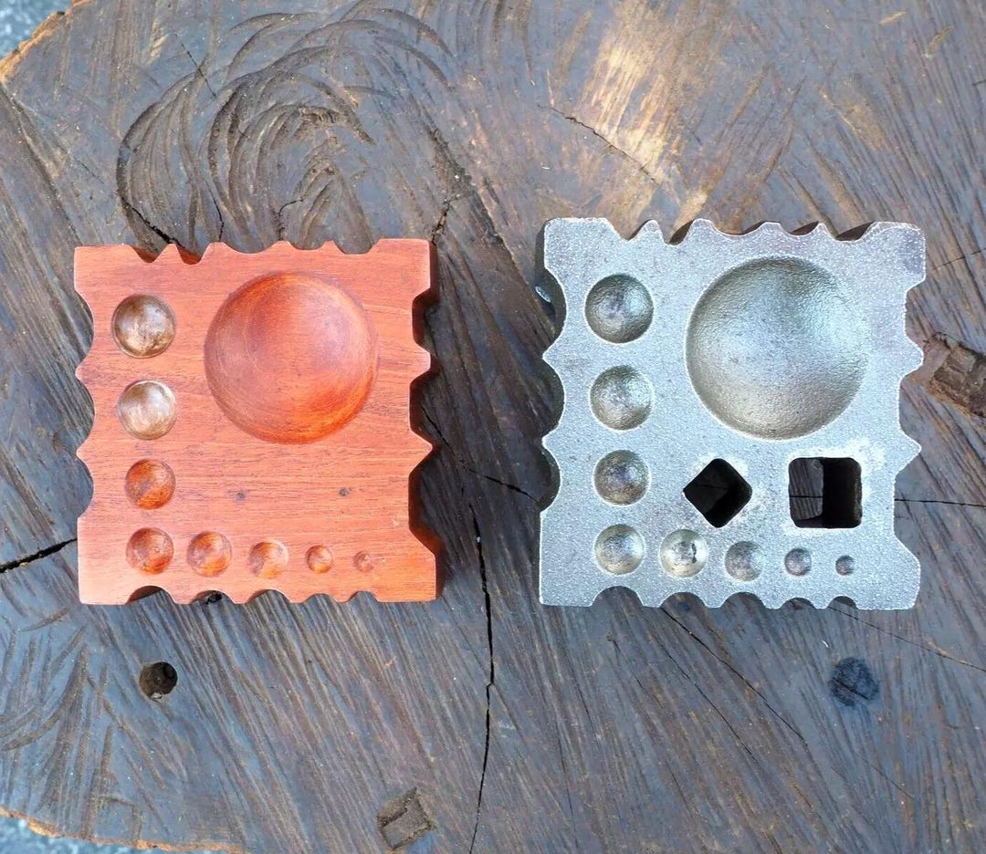 Rare 5.75lb Swage Block & Original Foundry Wood Pattern Blacksmith ...