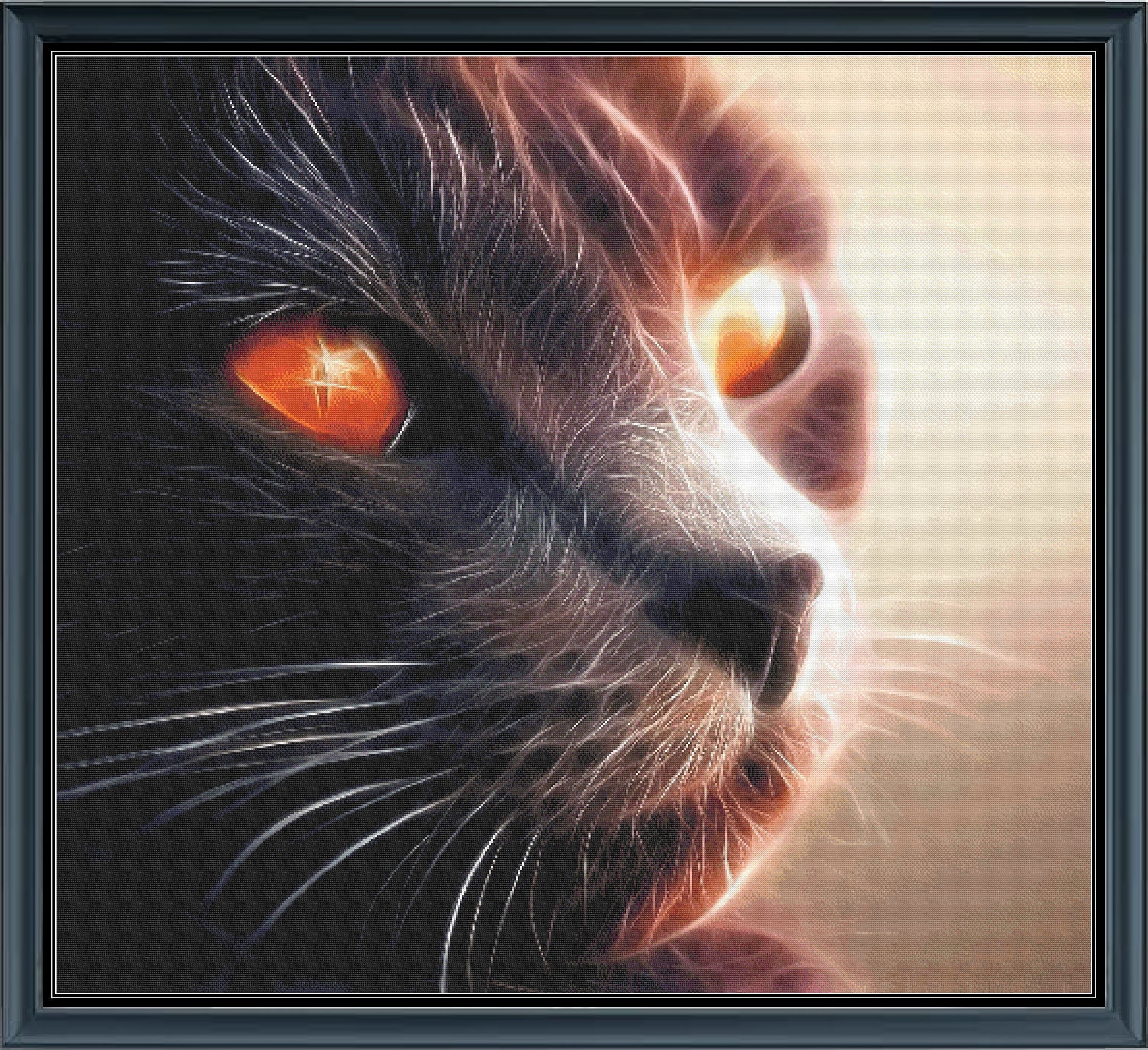 Dawn Cat Fractal Full Coverage Cross Stitch Pattern PDF Max Color ...