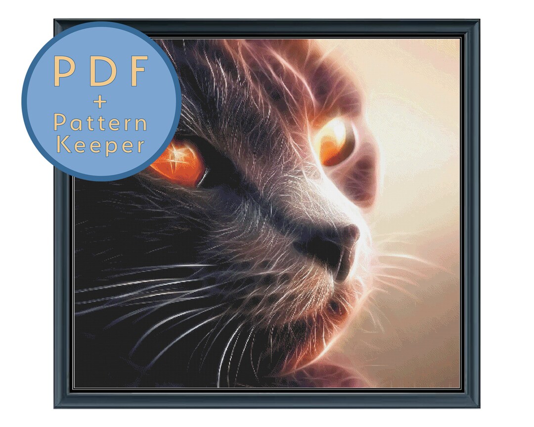 Dawn Cat Fractal Full Coverage Cross Stitch Pattern PDF Max Color ...