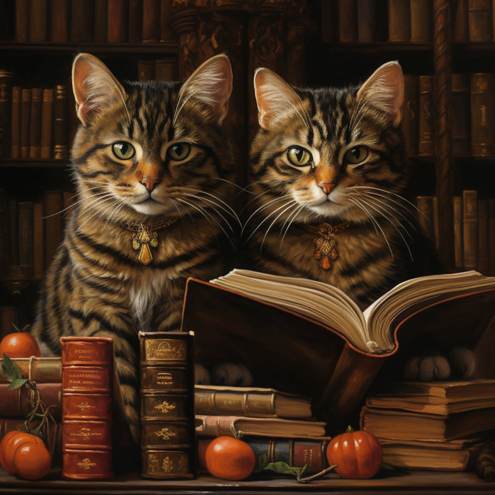 Two Tabby Cats Reading Full Coverage Cross Stitch Pattern PDF Library ...
