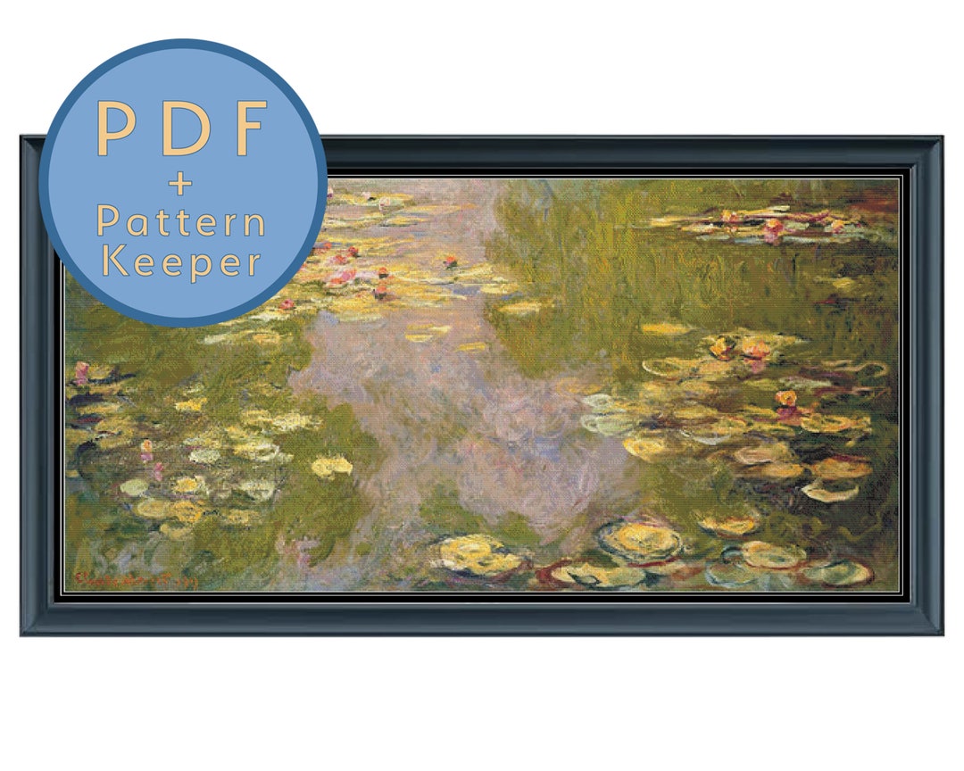 Claude Monet Water Lilies Cross Stitch Pattern PDF Full Coverage Max ...
