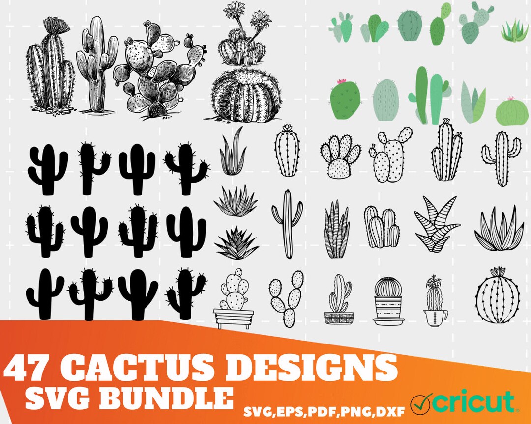 47 Cactus Svg,cactus Svg Files for Cricut,cactus Svg Bundle,png,dxf ...