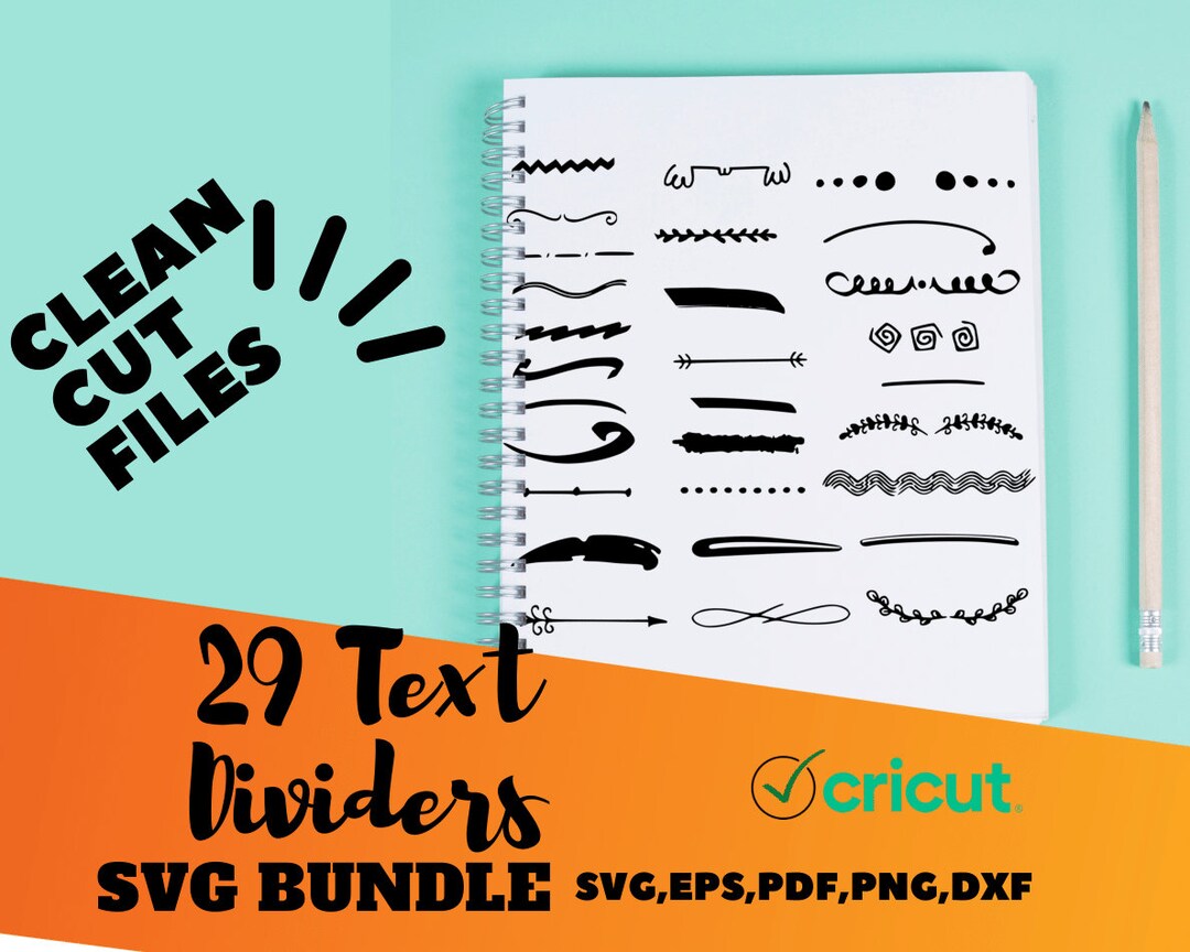29 Dividers Bundle Svg, Text Dividers Svg, Flourish Svg, Divider ...