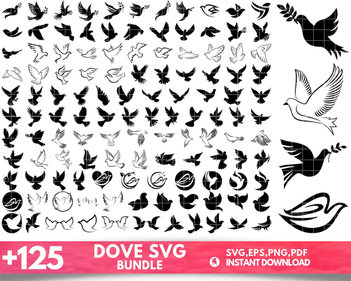 Doves SVG, Pigeon Svg, Dove Silhouette, Dove Vector, Wedding Doves Svg ...