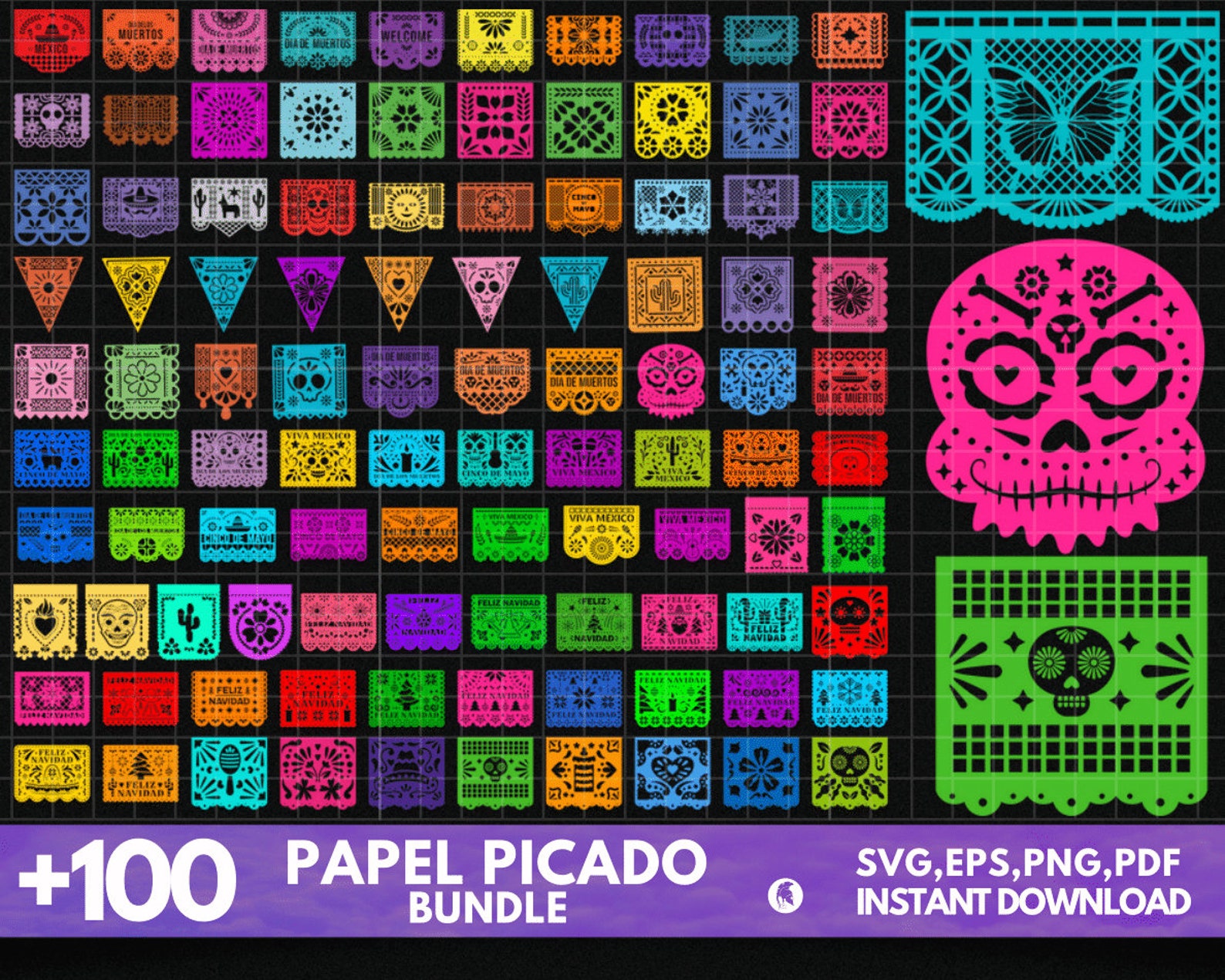 Papel Picado SVG-Bundle, Papel Picado PNG-Bundle, Papel Picado Clipart ...