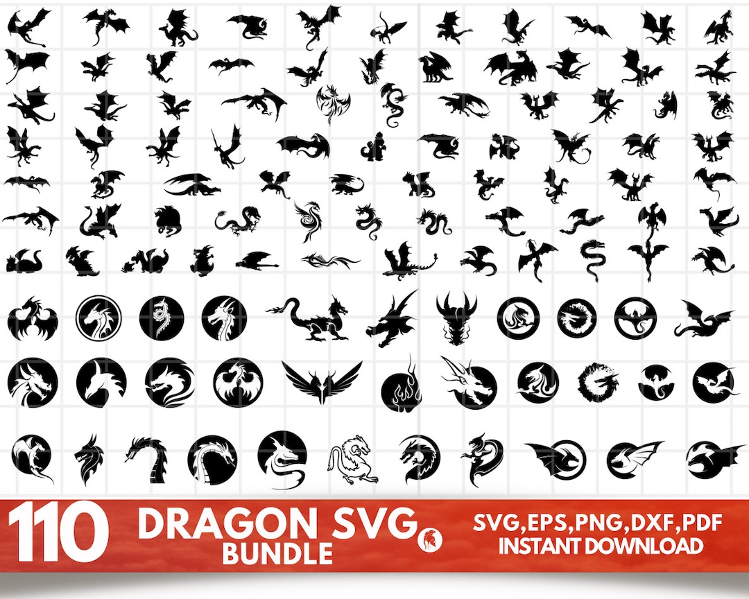Dragon SVG Bundle - Dragon PNG Bundle - Dragon Clipart - Dragon SVG Cut ...