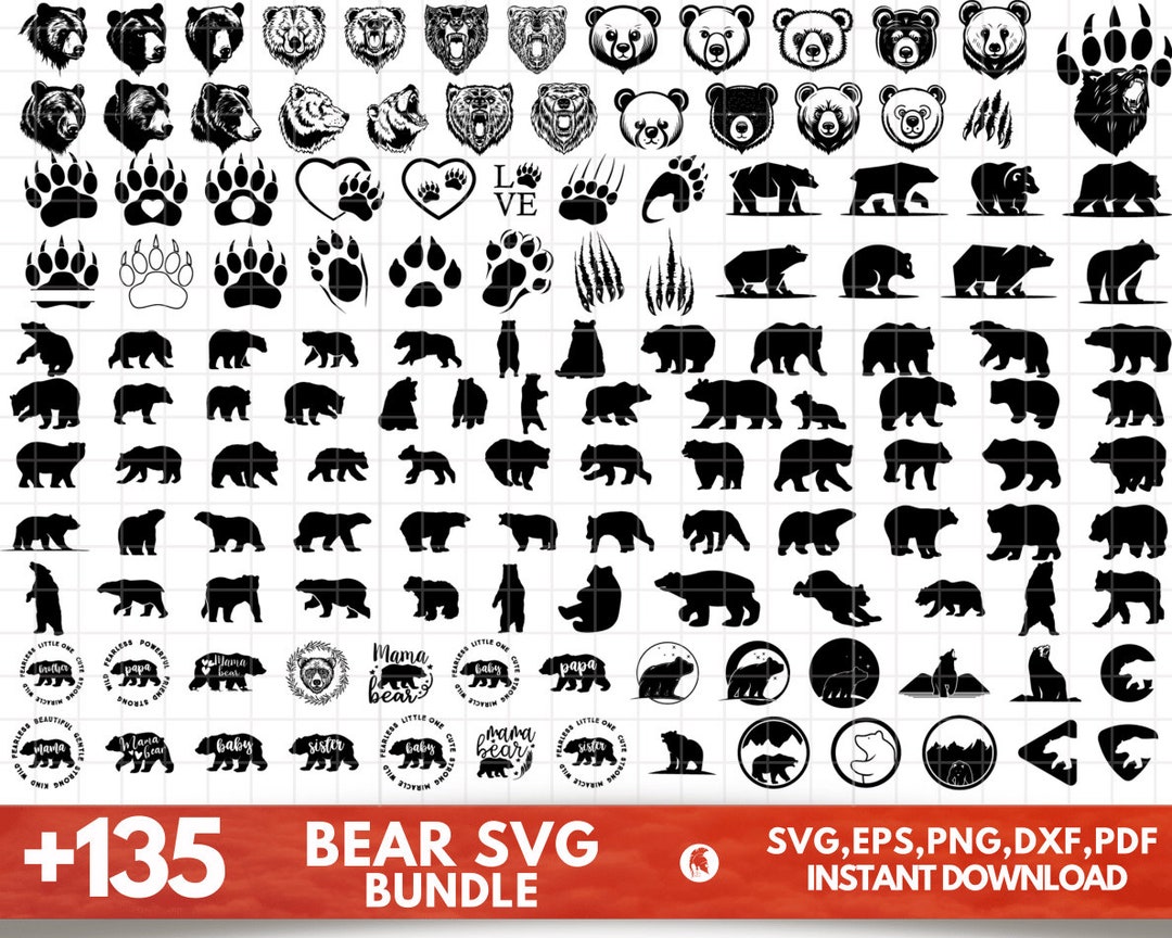 Bear Svg Bundle, Mama Bear SVG Bundle, Bear PNG Bundle, Family Bear Svg ...
