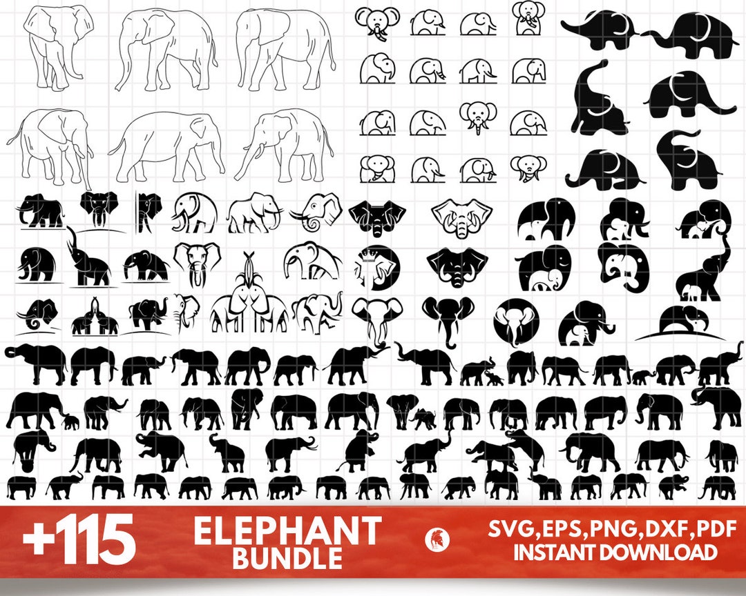 Elephant SVG Bundle - Elephant PNG Bundle - Elephant Clipart - Elephant ...