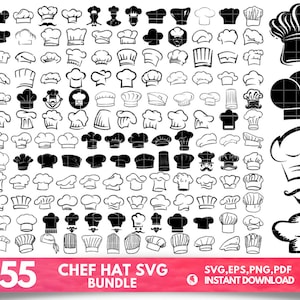 155 Chef Hat, Chef Hat Svg, Svg, Chef Cap, Chef Cap Svg, Cook, Cooking ...