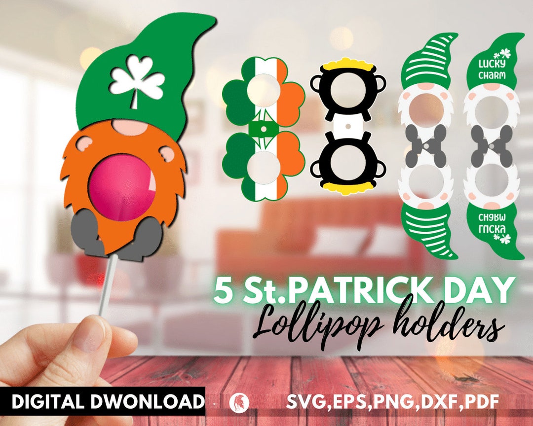 5 St Patricks Lollipop Holder SVG Cut File, St Patrick Candy Holder Svg ...