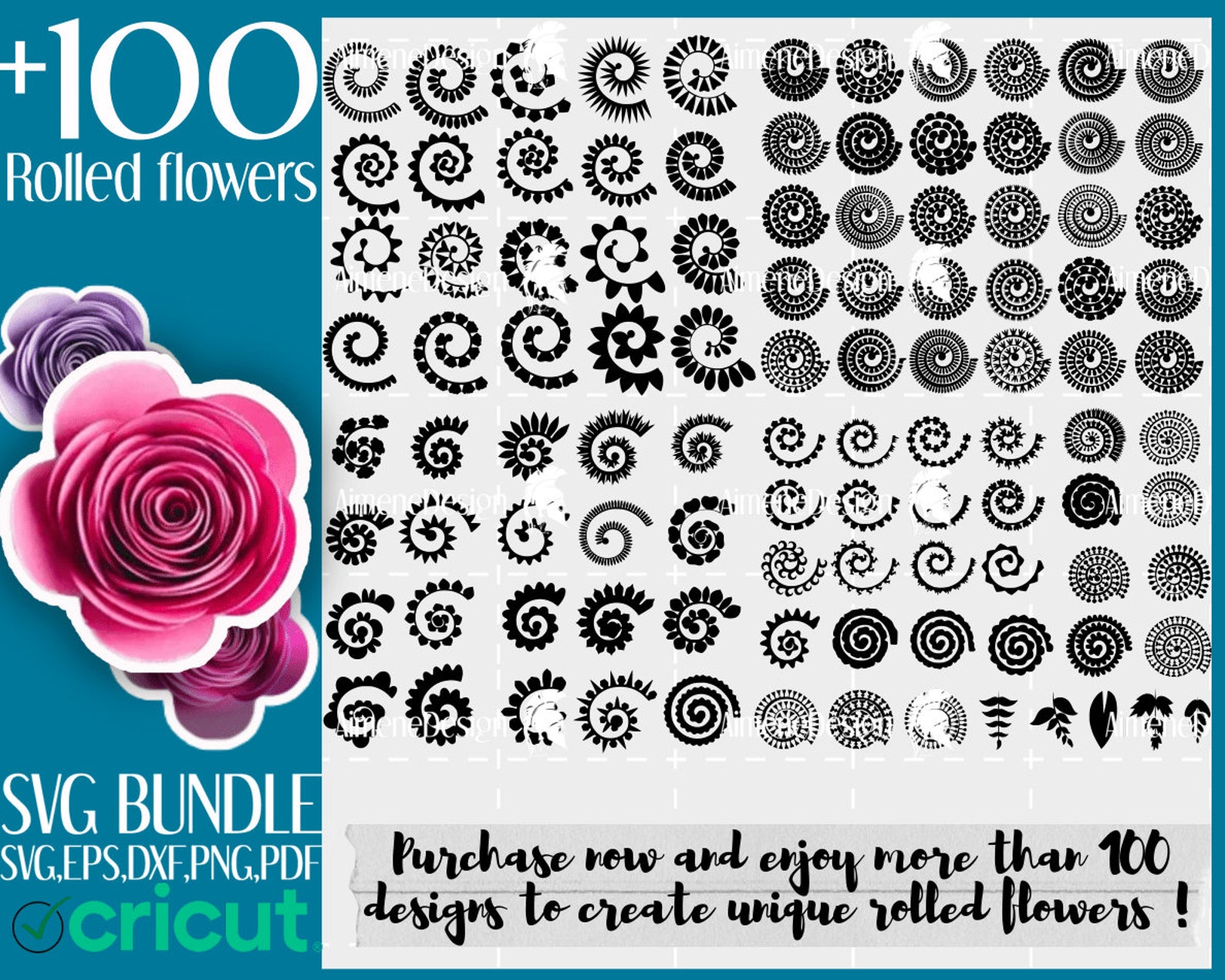 102 ROLLED FLOWER Svgpaper Flower Svg Cut File for Cricut - Etsy