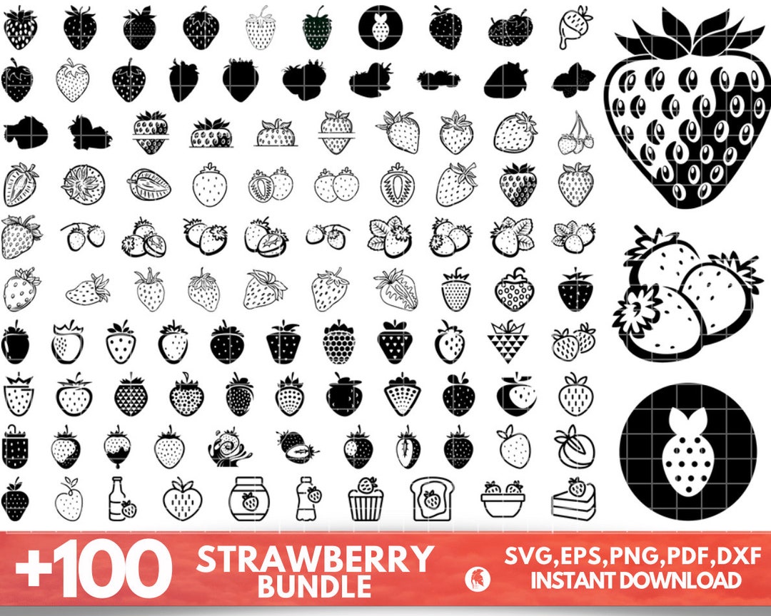 Strawberry SVG, Strawberry Vector, Silhouette, Cricut File, Clipart ...