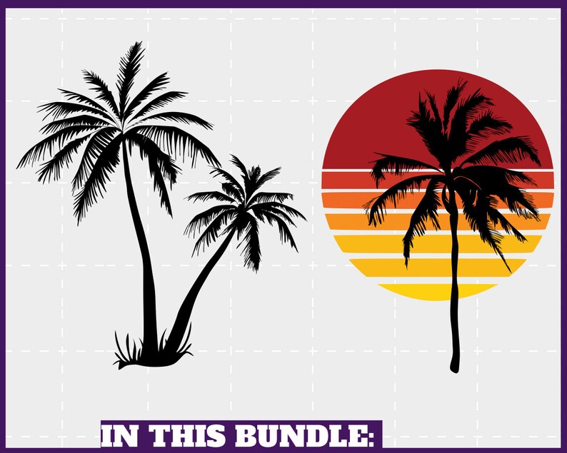 24 Retro Sunset SVG Bundle, Palm Tree Svg, Vintage Retro Sunset SVG ...