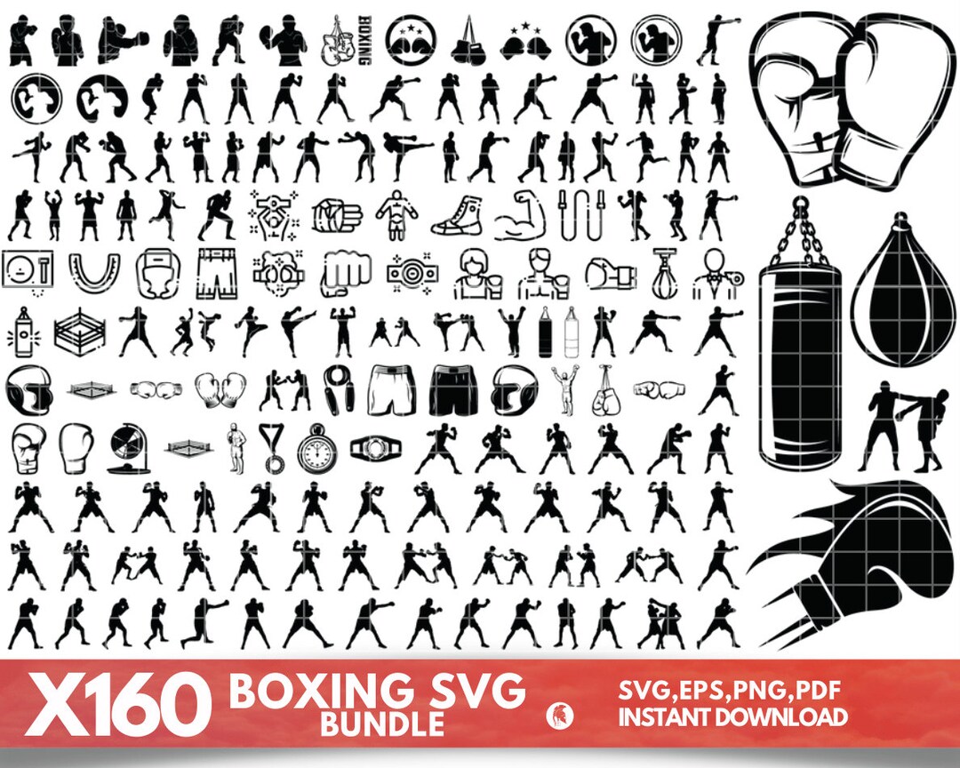 160 Boxing Svg Bundle, Boxing Svg, Boxing Silhouette, Boxing Gloves Svg ...