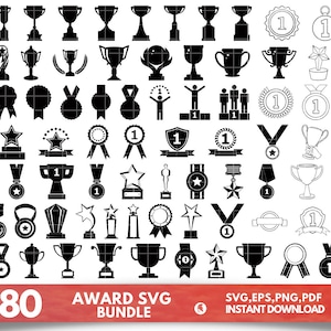 Award SVG, Trophy Svg, Award Ribbon Cricut, Gold Medal Svg, Trophies ...