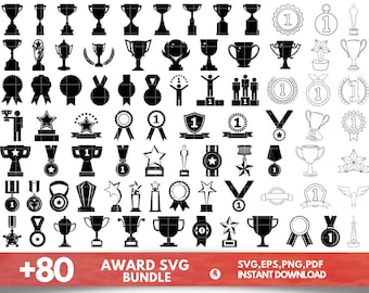 Award SVG, Trophy Svg, Award Ribbon Cricut, Gold Medal Svg, Trophies ...