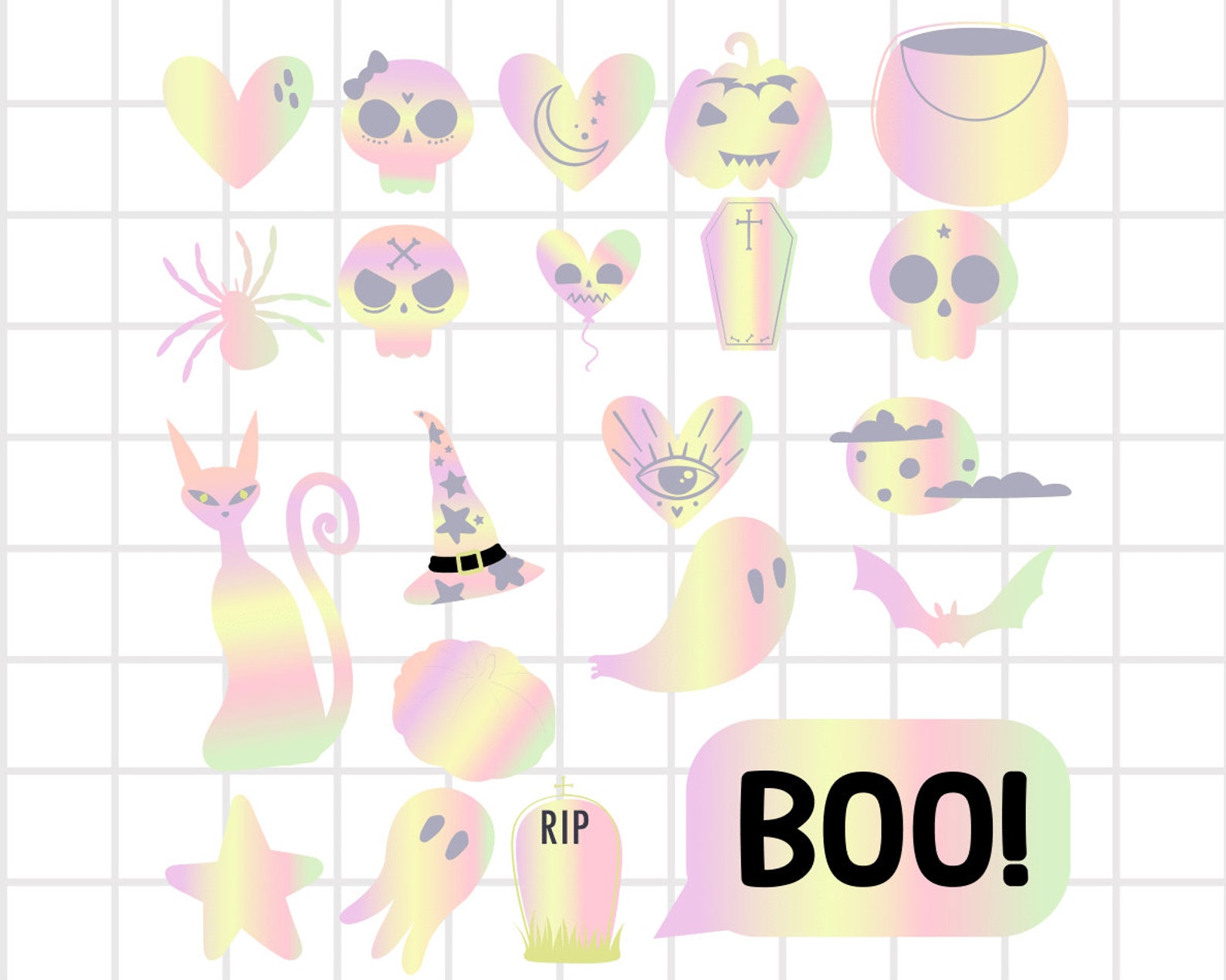 Pastel Halloween Clipart Pink Halloween Clip Art Cute Holo - Etsy