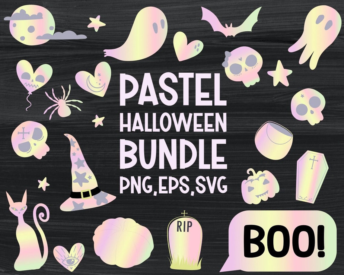 Pastel Halloween Clipart Pink Halloween Clip Art Cute Holo - Etsy