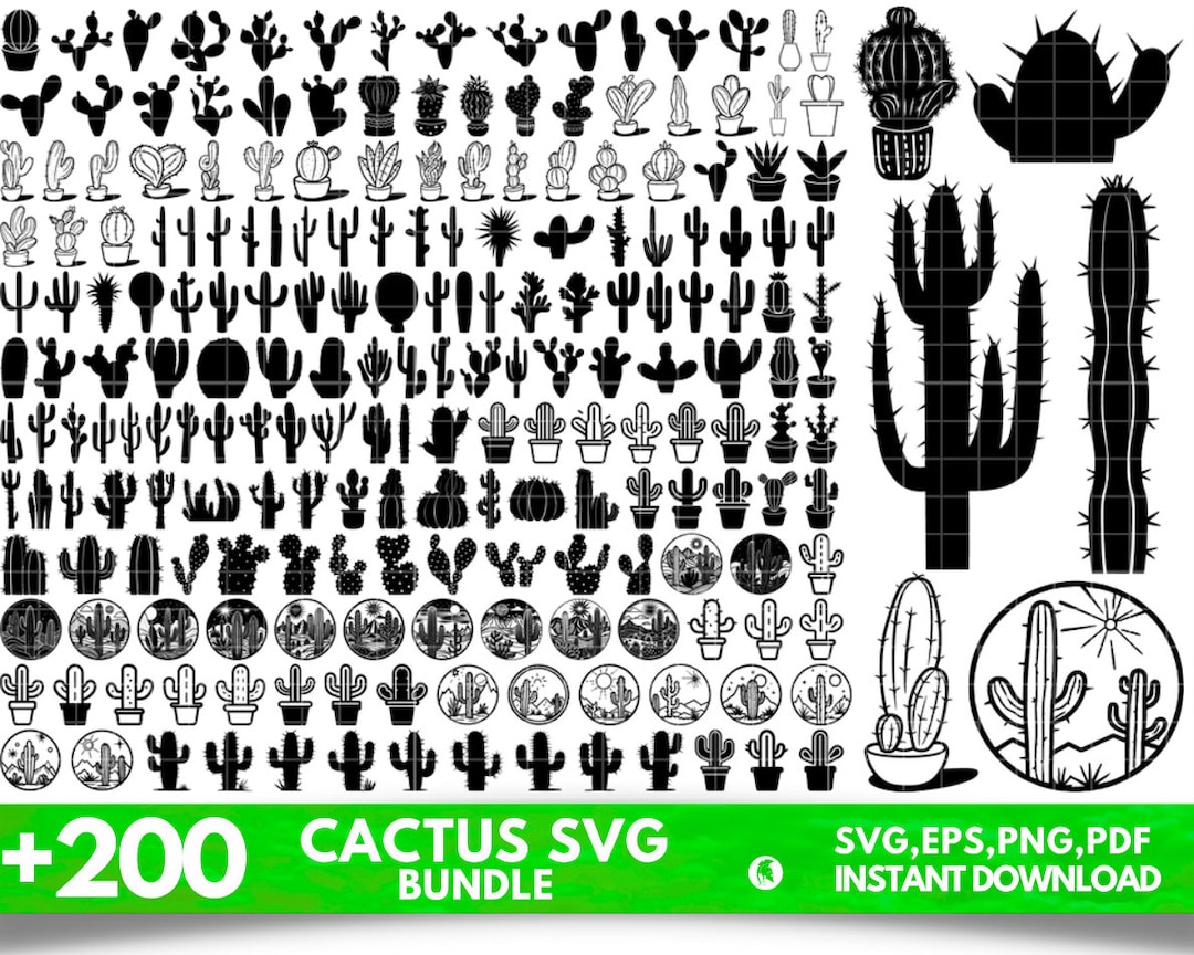 210 Cactus SVG Bundle Cactus Flower SVG File Succulent Png for Shirts ...