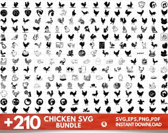 Chicken Svg Bundle Hand Drawn, Chicken Svg, Rooster Svg, Chicken Svg ...